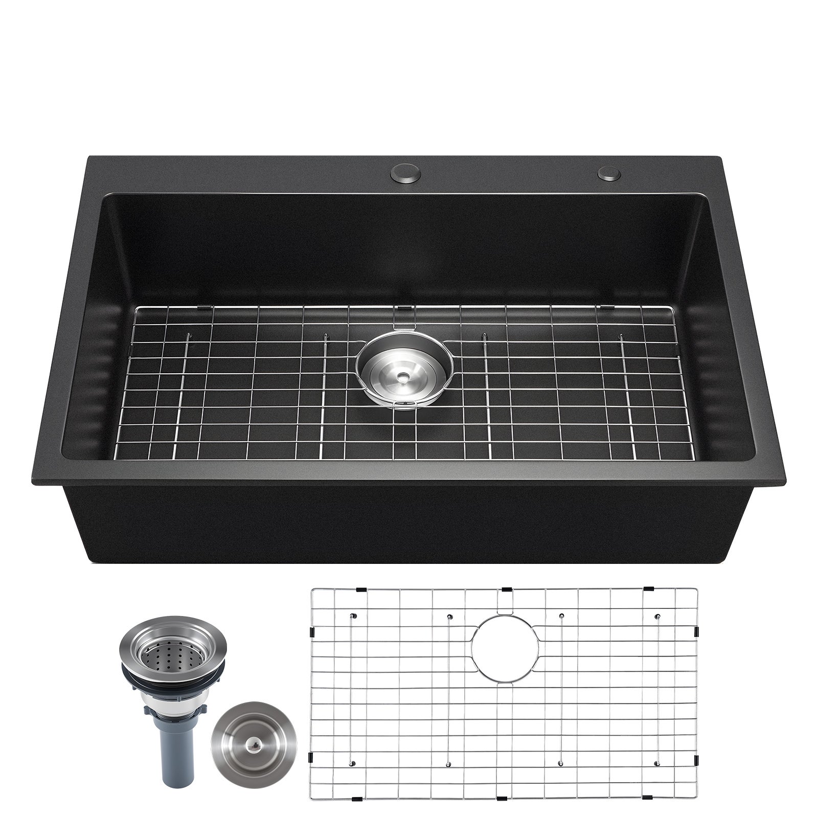 Évier de Cuisine Moderne VEVOR en Granit de 83,8 cm, Large Cuve Simple ...