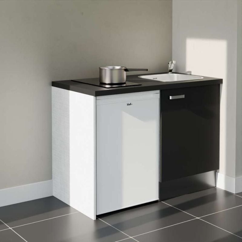 Kitchenette K08L-PT - 120 cm - plan stratifié, évier inox, - Façade ...