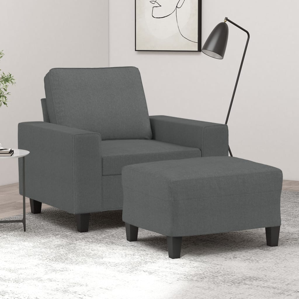 Sillón con reposapiés Gris oscuro 60 cm Tela | Leroy Merlin