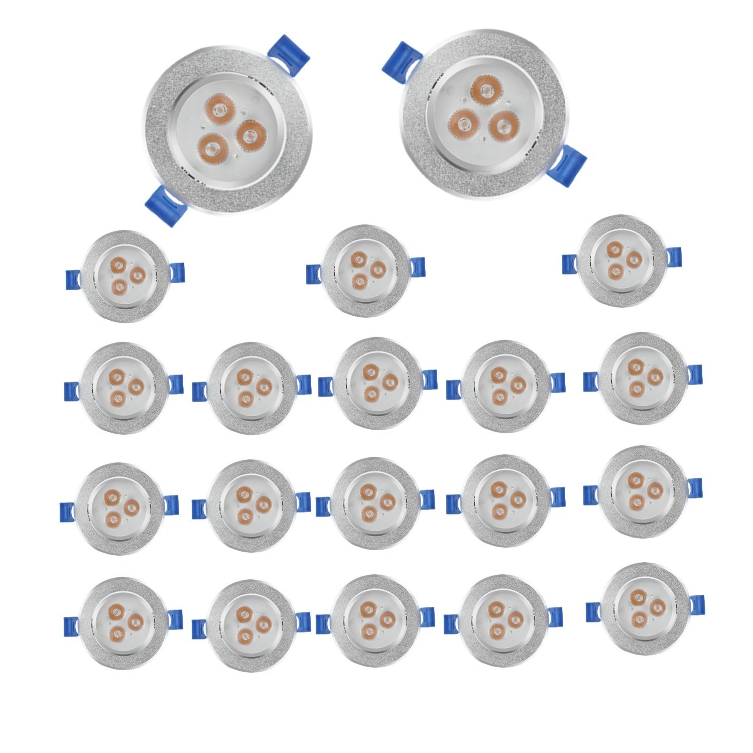 Pack 20 spots LED para empotrar orientables 3W blanco cálido 3000K 80mm ...