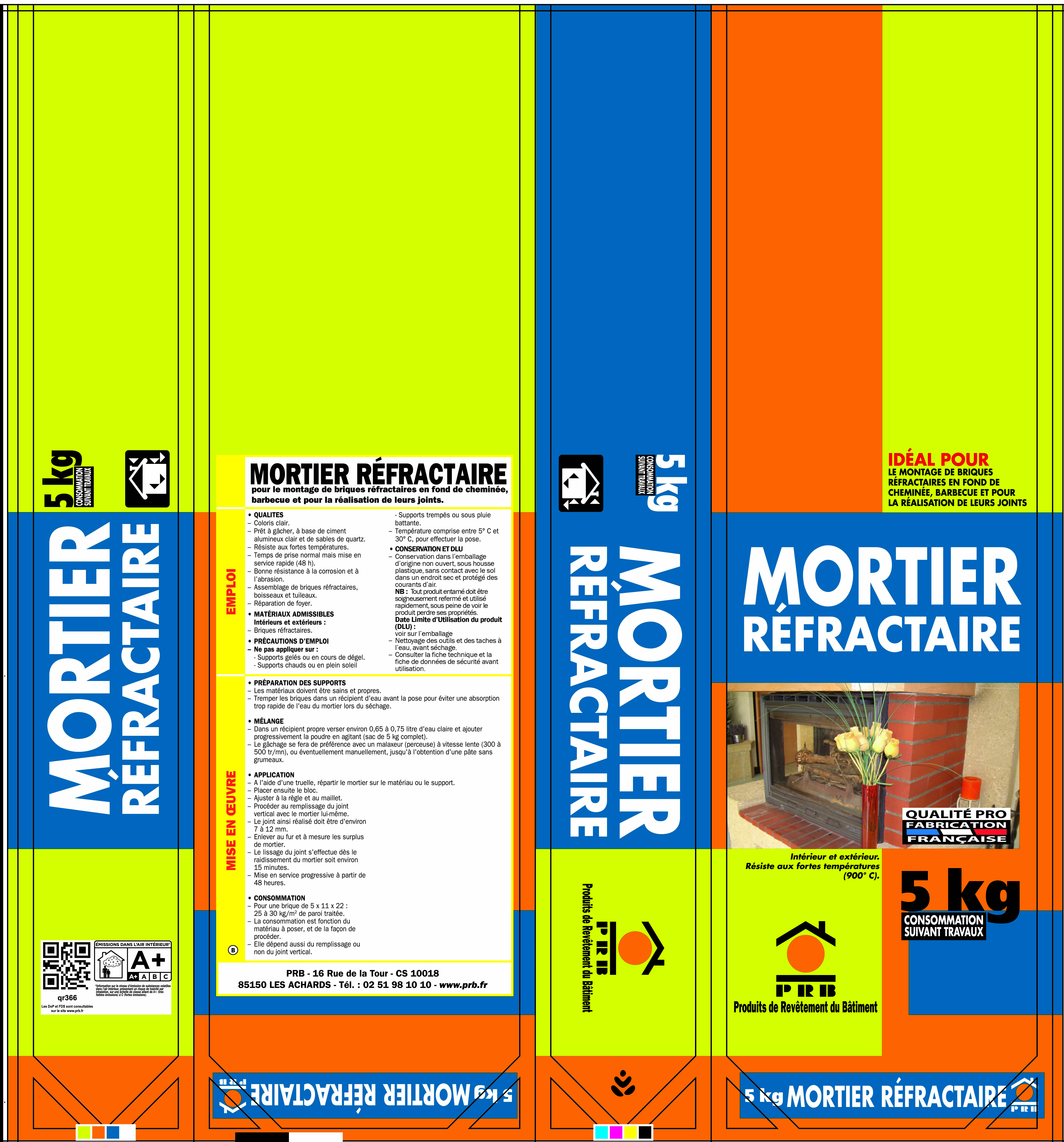 Mortier Réfractaire 5kg - Résistance Thermique jusqu’à 900°C - Enduit ...