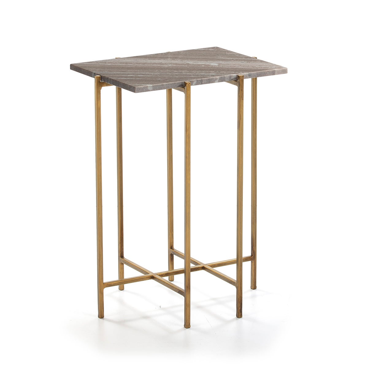 Table d'appoint 45 x 35 x 60 cm, marbre, métal doré | Leroy Merlin