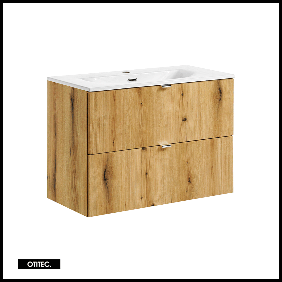 Meuble sous vasque de 80 cm - avec vasque à encastrer - Oak - 2 tiroirs - VOLTA OAK | Leroy Merlin