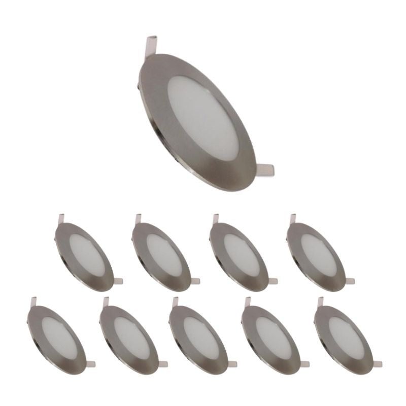 Downlight Dalle LED 6W Extra Plate Ronde - Pack de 10 / Blanc Neutre 4000K - 5500K / Aluminium ...
