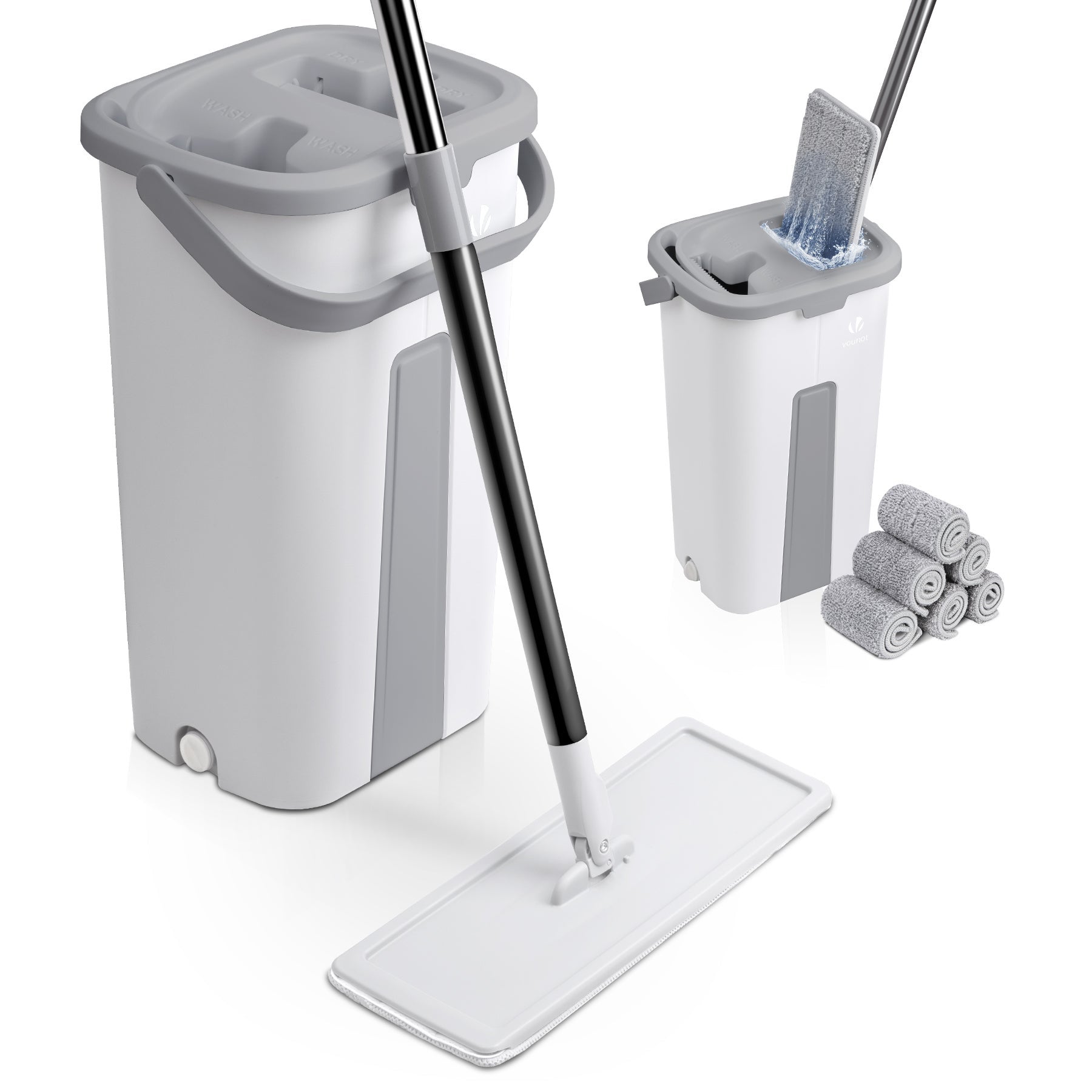 Balai microfibre et Seau Essoreur avec 6 serpillères Réutilisables ...