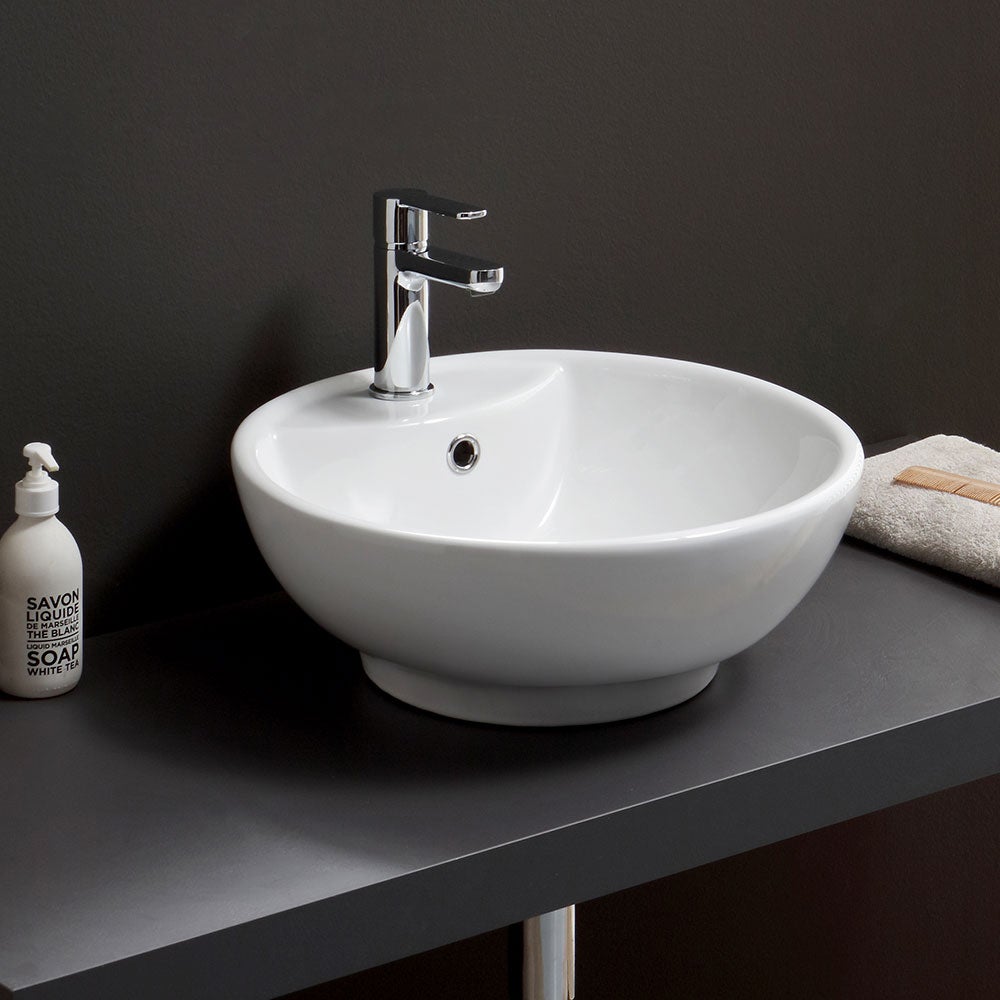 LAVABO À POSER DESIGN ROND CÉRAMIQUE BLANC | Leroy Merlin