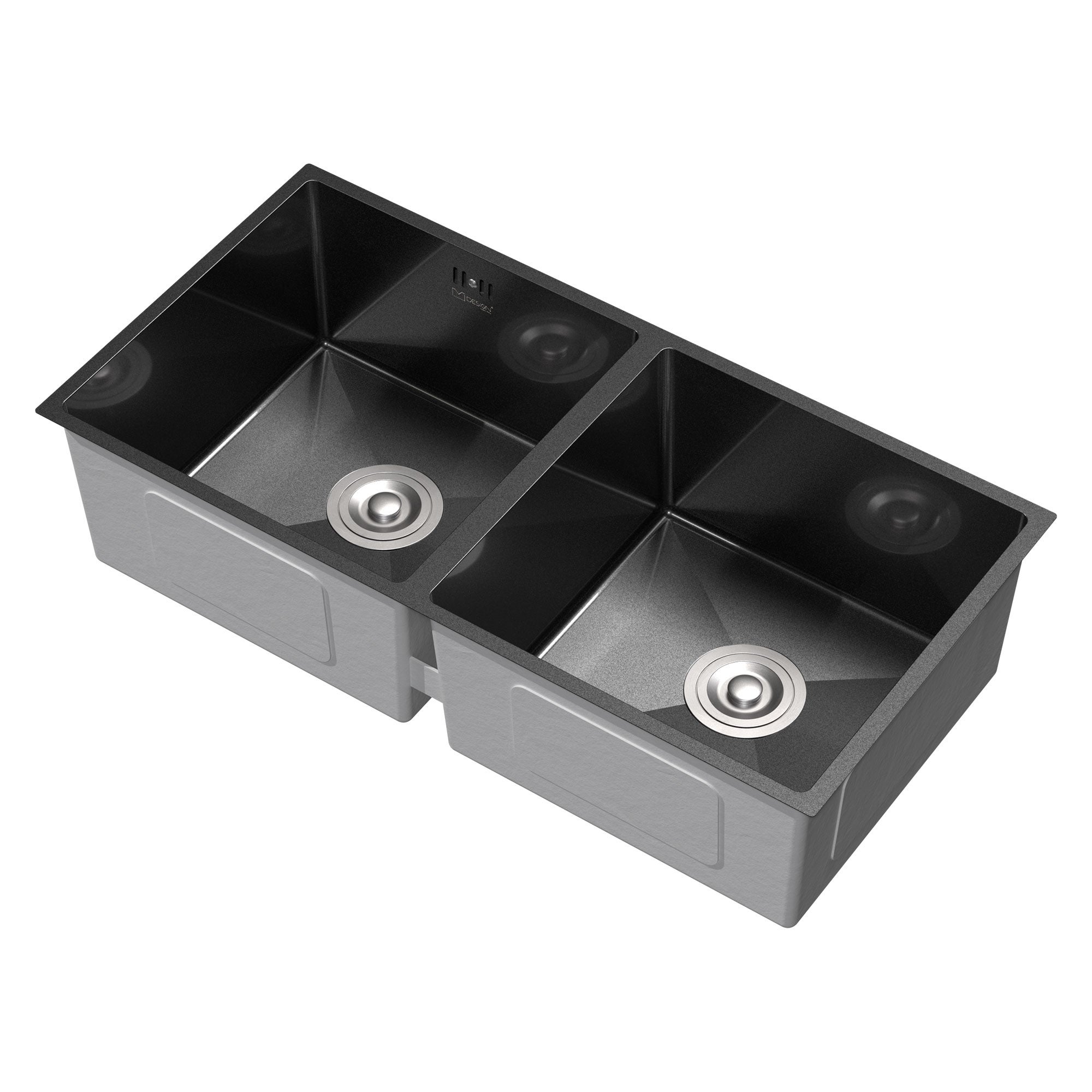 Évier double inox cuisine bac à encastrer anthracite vidage trop-plein ...