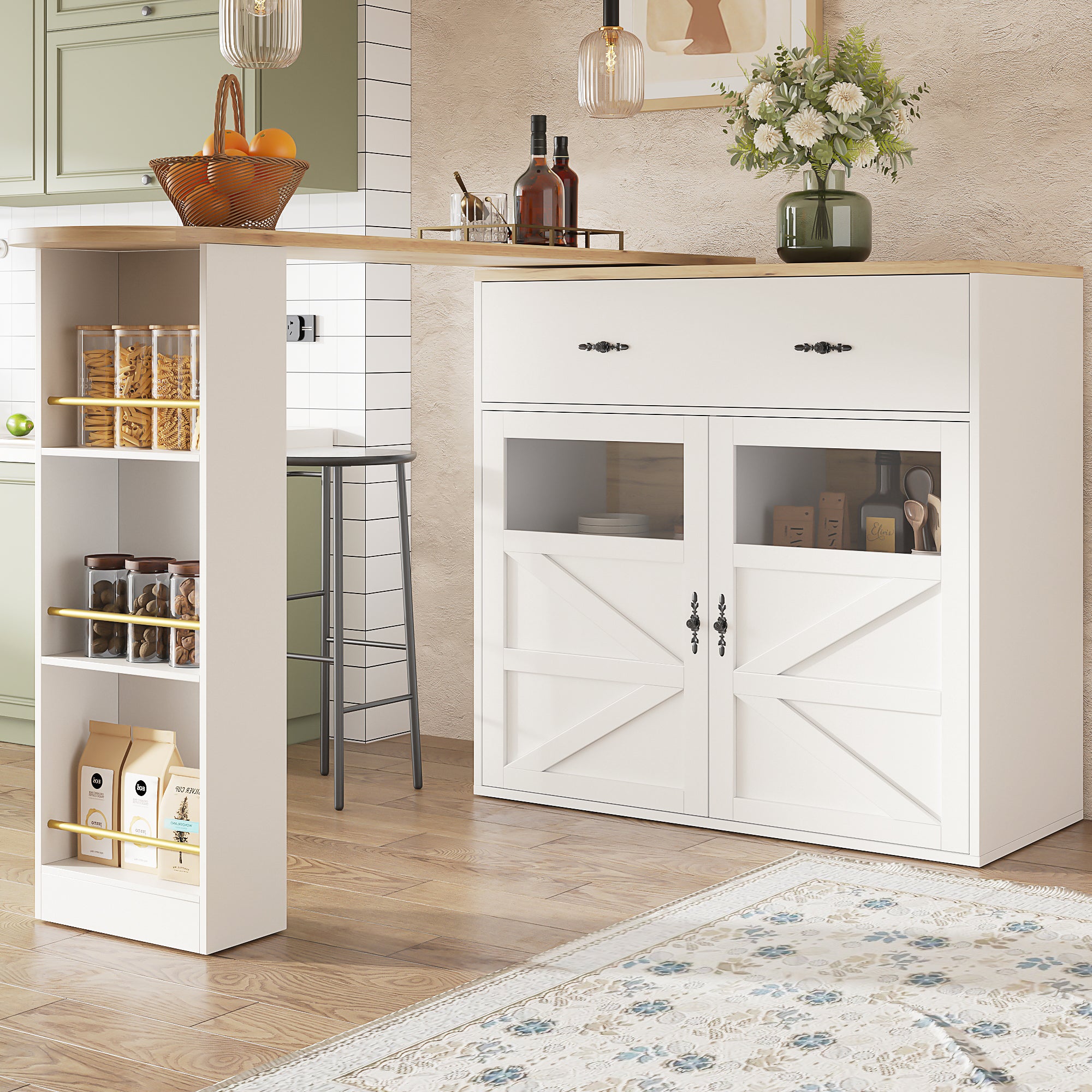 Meuble de bar pivotant 360° et escamotable - avec 1 tiroir et 2 portes ...