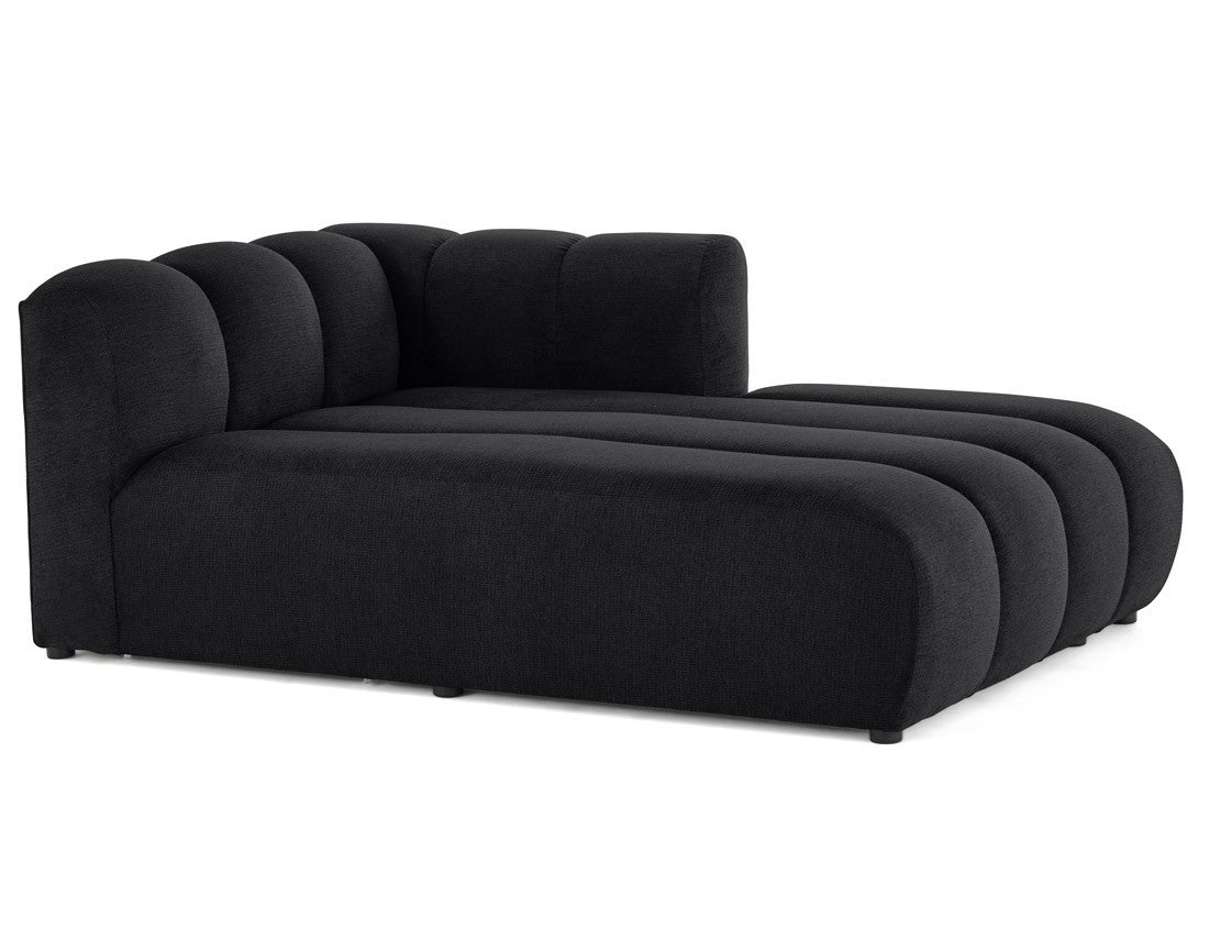 Canapé modulable 2 places angle droit en tissu texturé noir - DEBBIE ...