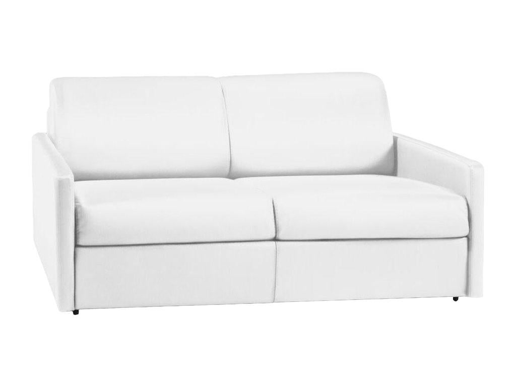 Sofá cama italiano 3 plazas piel sintética CALIFE - Blanco - Cama 140 ...