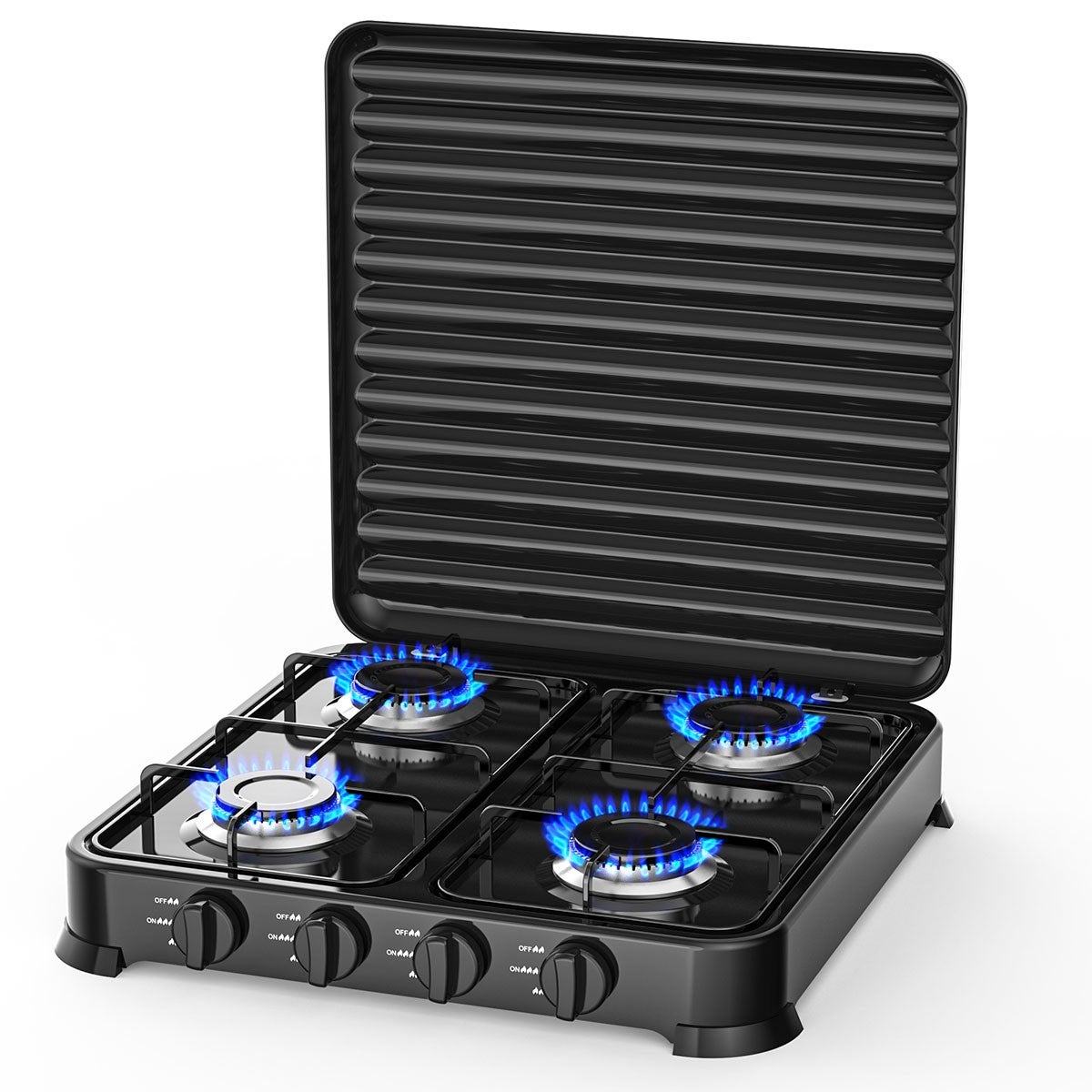 Plaque de cuisson gaz 4 feux 8800W Réchaud à gaz portable Noire Gaz ...