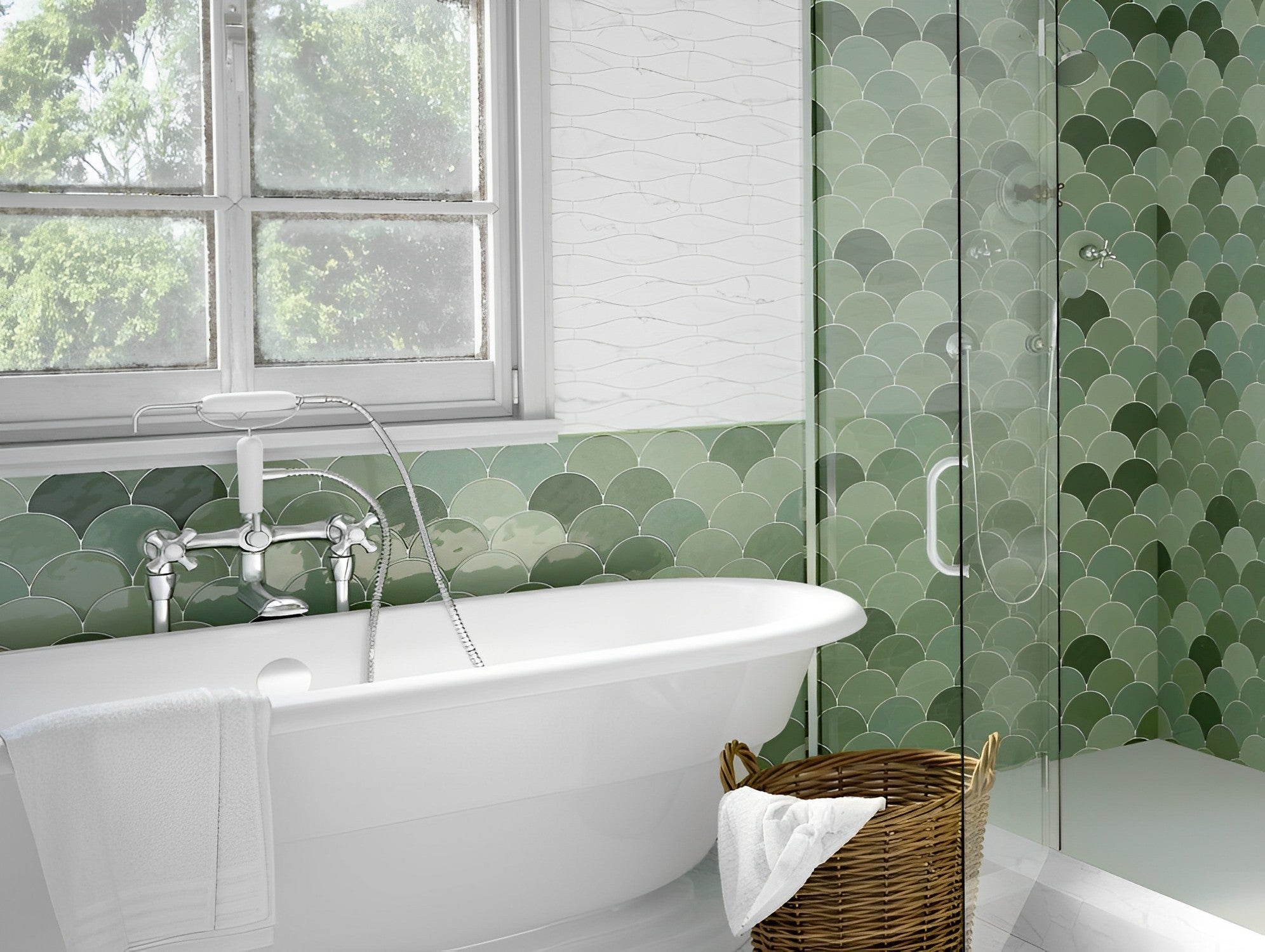 Carrelage Ecaille de poisson Fisho vert Brillant 15x17 cm | Leroy Merlin
