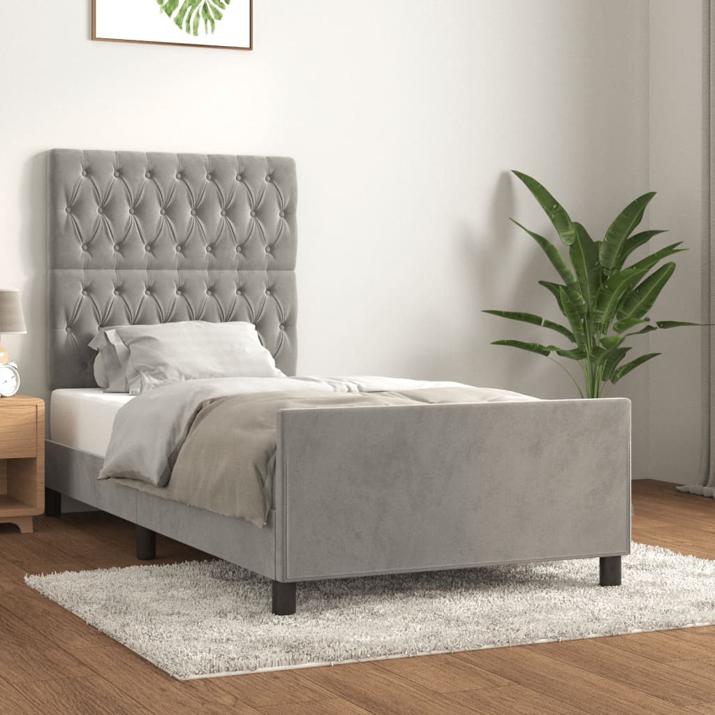 Maison Exclusive - Estructura de cama con cabecero terciopelo gris ...