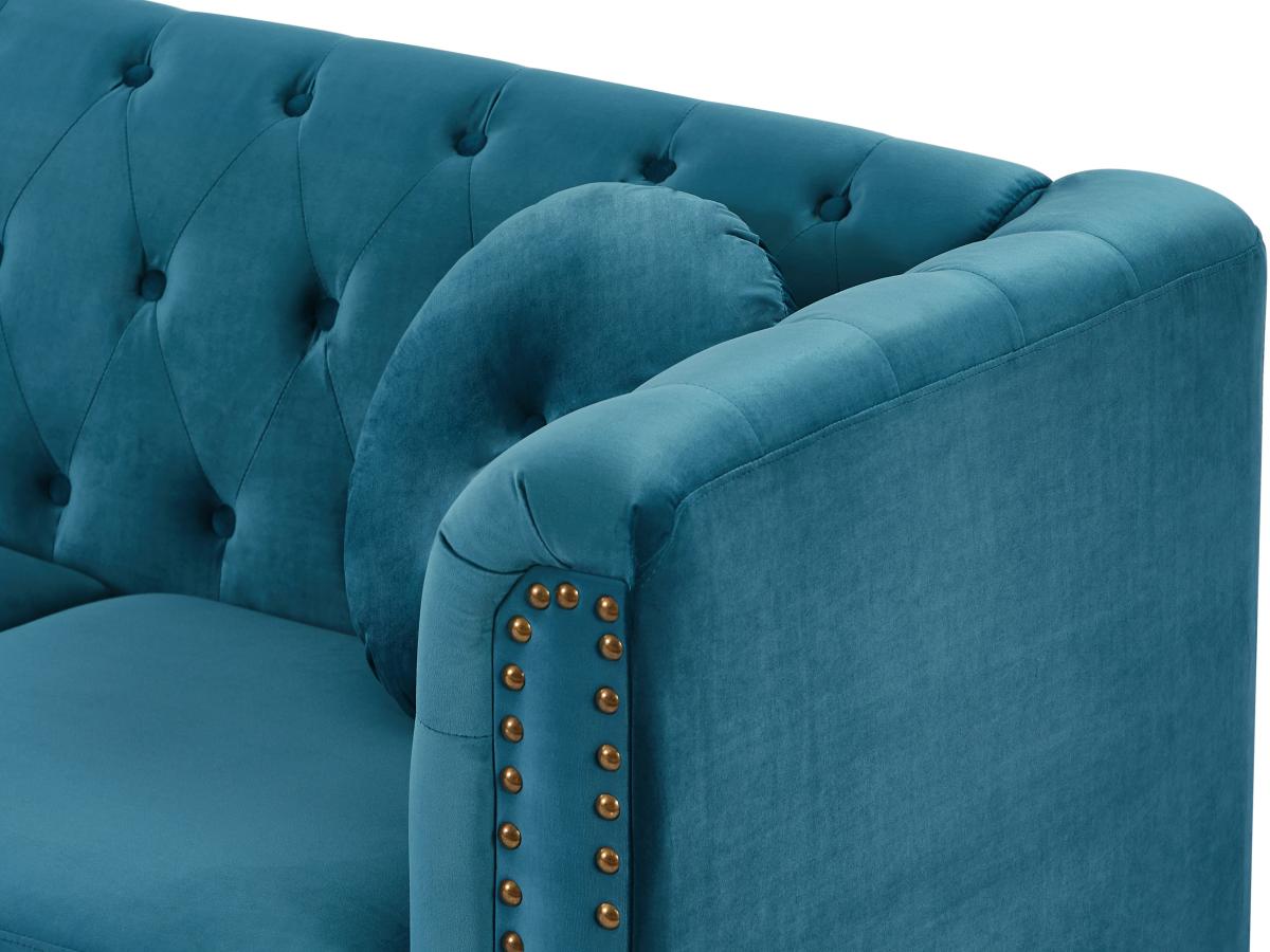 Canapé d'angle réversible en velours bleu canard TURNER | Leroy Merlin