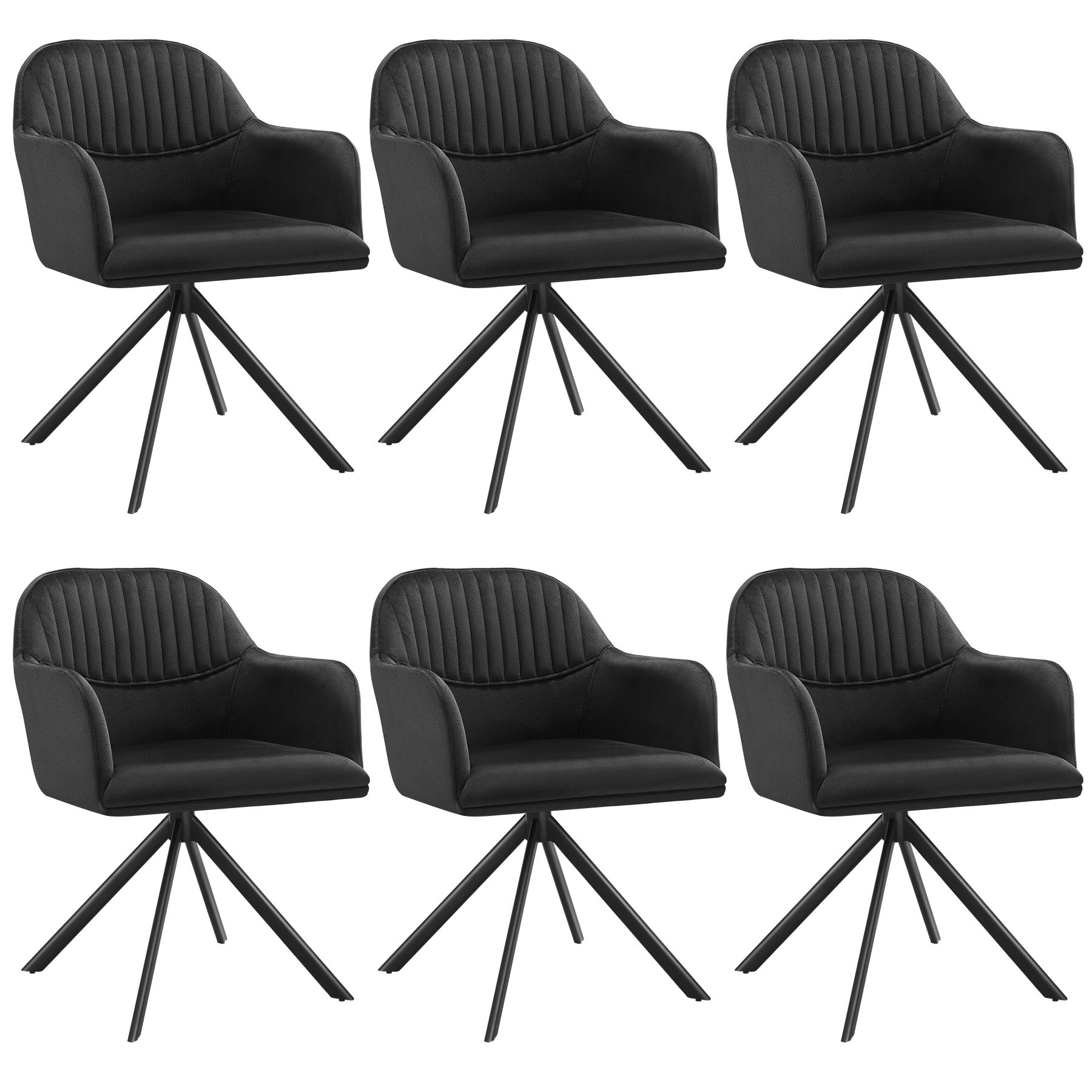 TECTAKE Lot de 6 chaises pivotantes à 360° en velours avec rembourrage ...