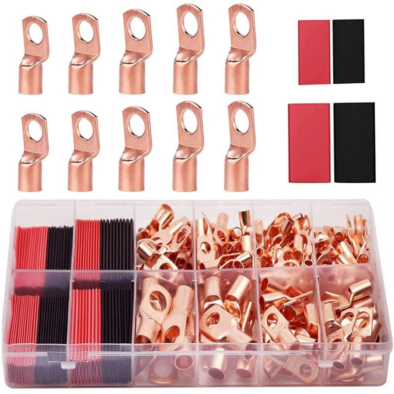 120 Pièces Cosse a Sertir 6/10/16/25mm², 8 Tailles M6 M8 Cosse Batterie a Sertir, Cosse ...