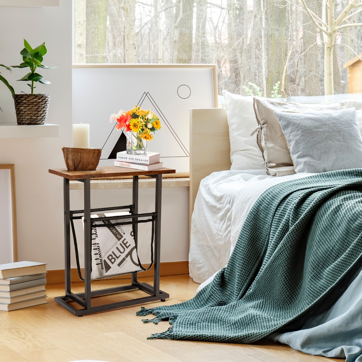 Table d'Appoint | Bout de canapé Étroite Style Industriel avec Porte ...