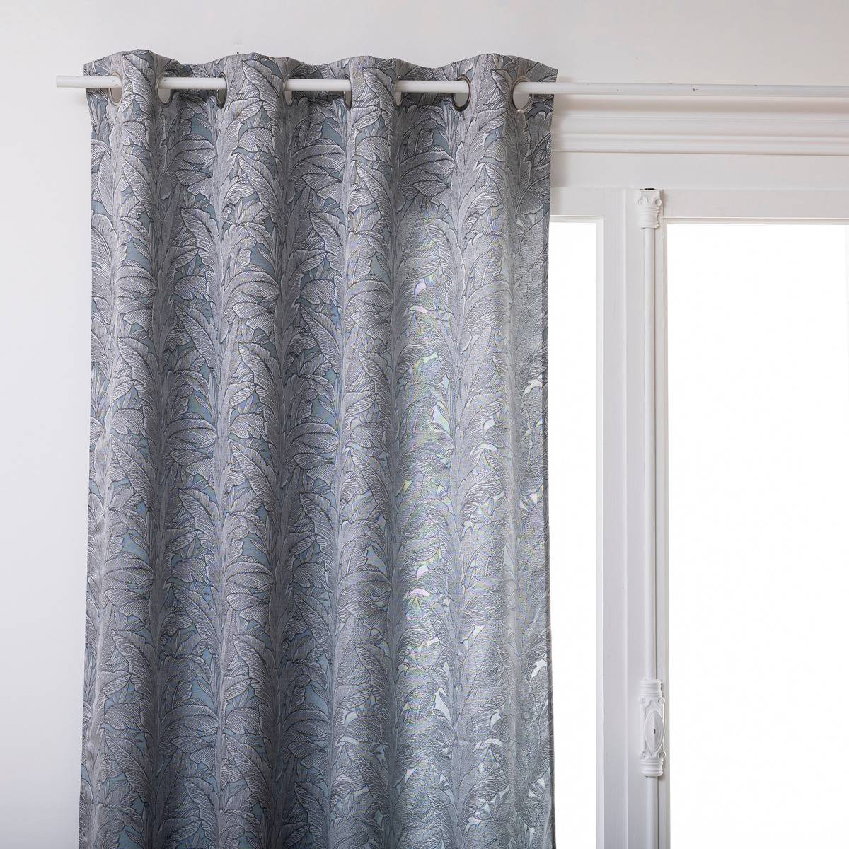 Rideau "Kogur" - motifs jacquard - bleu - 140x260 cm - Atmosphera créateur d'intérieur | Leroy ...