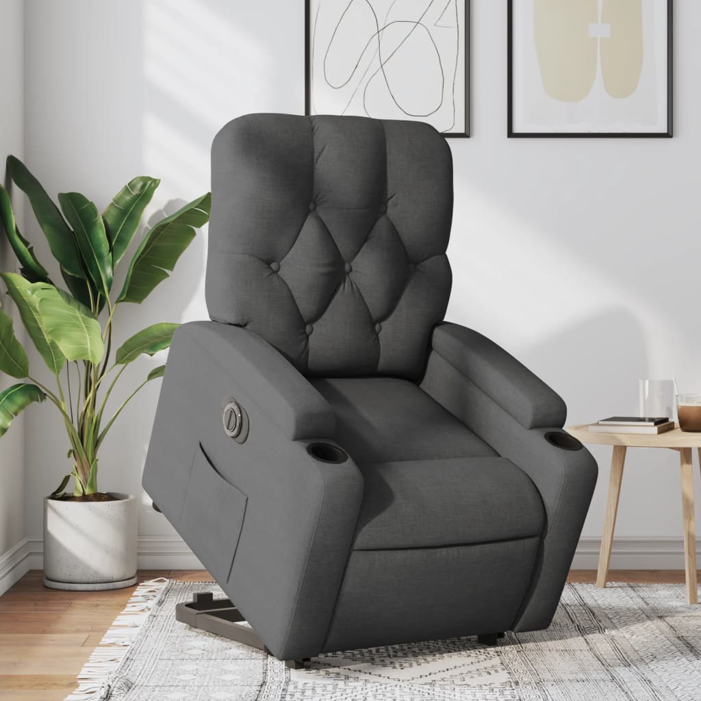 Sillón eléctrico reclinable elevable de tela gris oscuro | Leroy Merlin