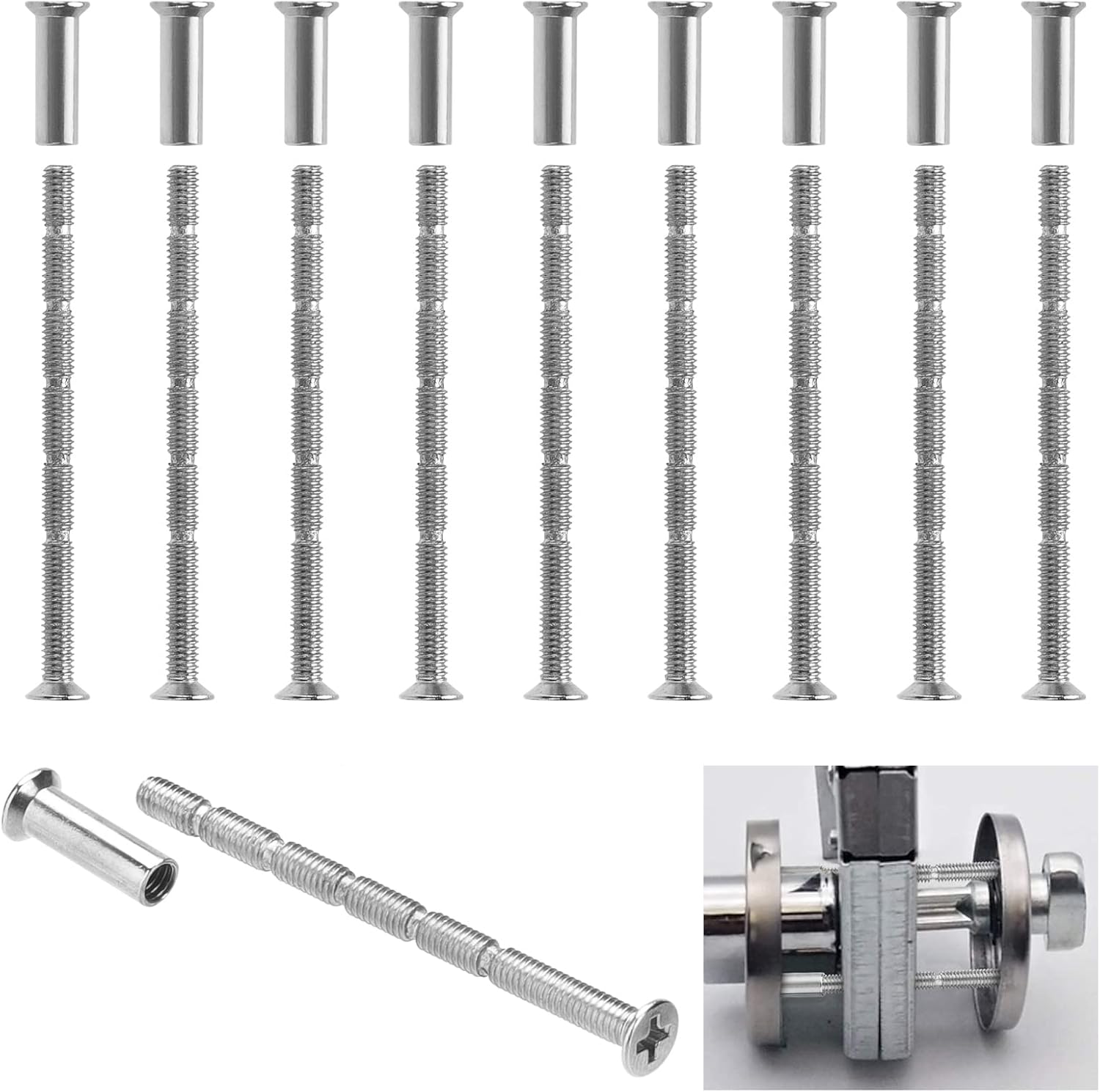 Vis pour poignée de porte, lot de 10, fixations pour poignées en argent ...