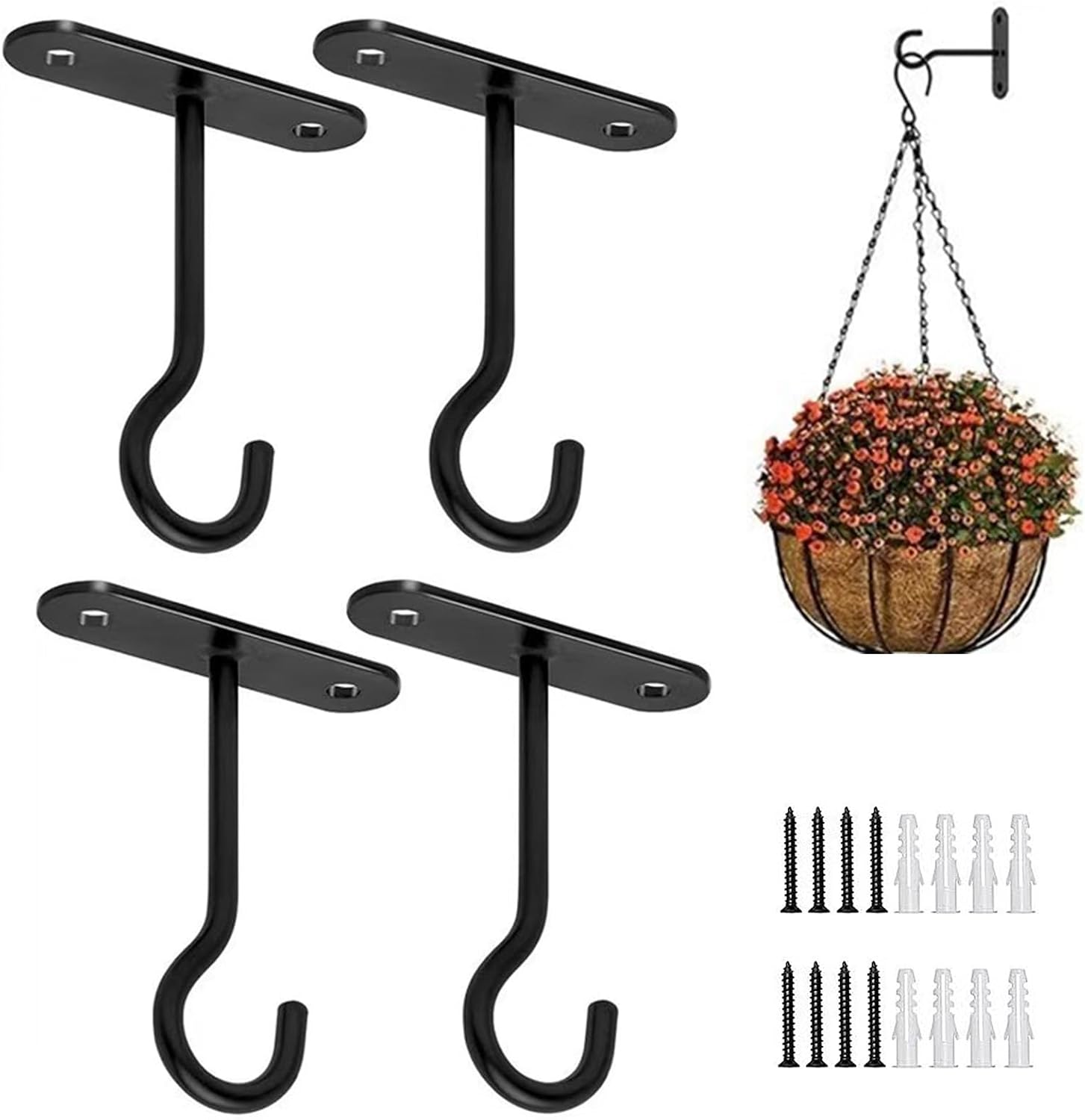Lot de 4 supports muraux de 10 cm pour suspension de fleurs, support ...