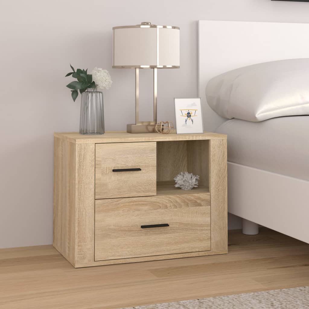 VidaXL Mesita de noche madera contrachapada roble sonoma 60x36x45 cm ...