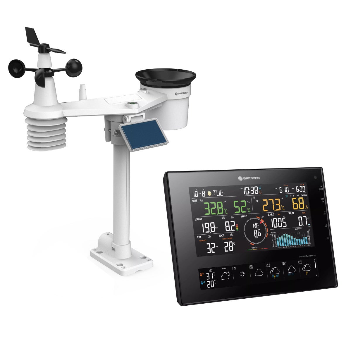 Bresser 11-Day 4Cast CV WiFi Weather Station 7-in-1 Solar, Detailed ...