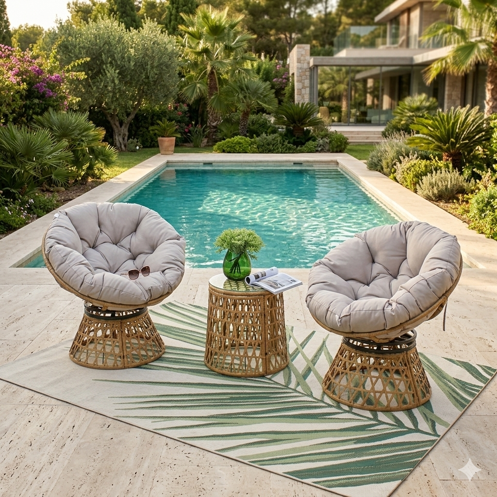 PAPASAN Conjunto de muebles de jardín 2 sillones y 1 mesa | Leroy Merlin