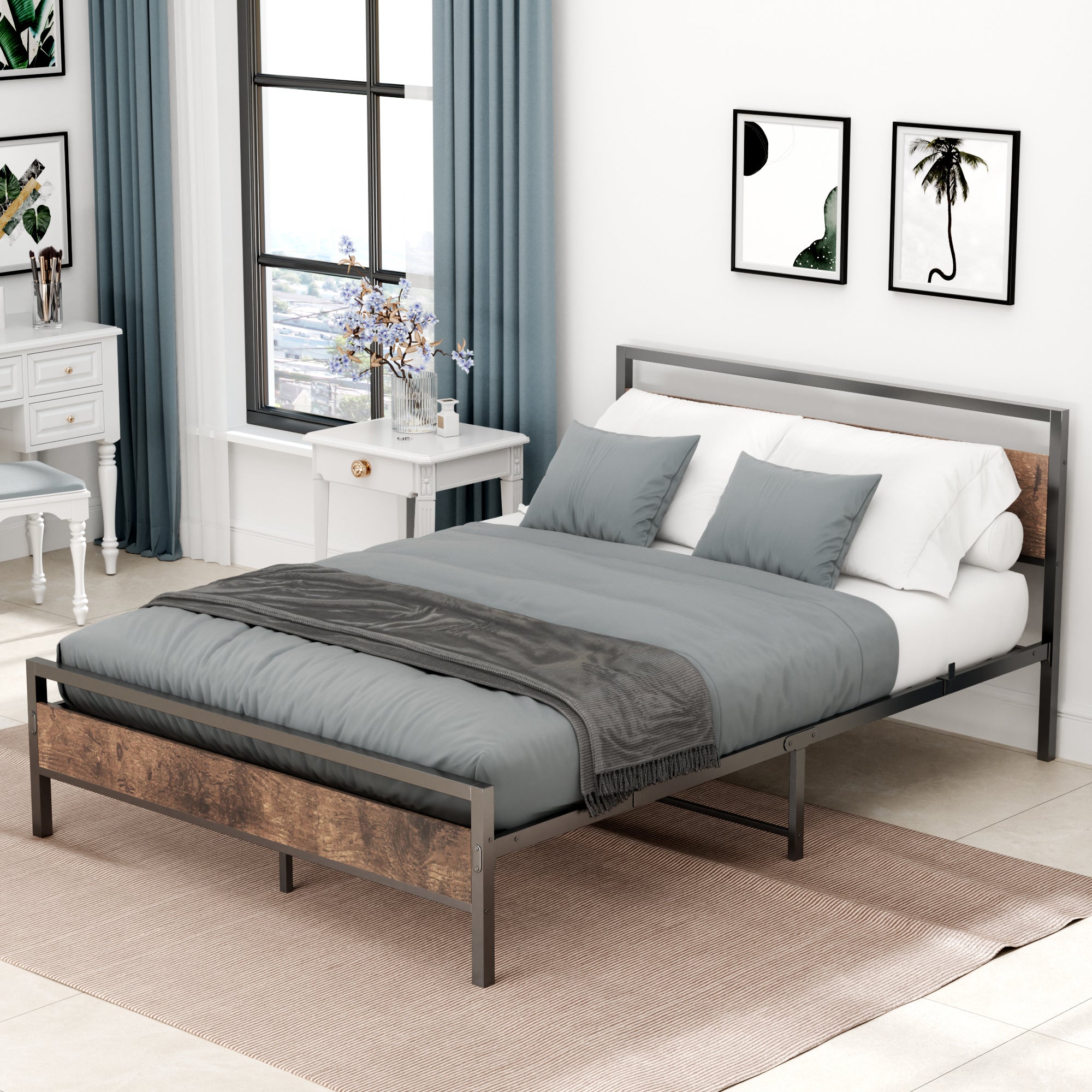 Lit Double Gain de Place 140x200 cm - Lit en Métal pour Chambre Ado - Sans Matelas | Leroy Merlin