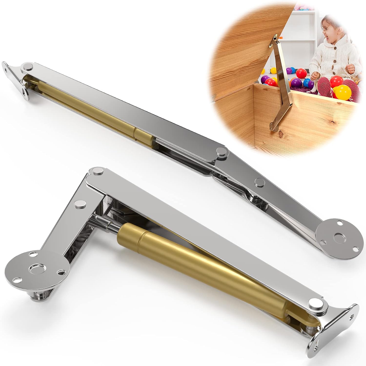 Charnières à fermeture douce pour armoires, coffres à jouets, placards ...