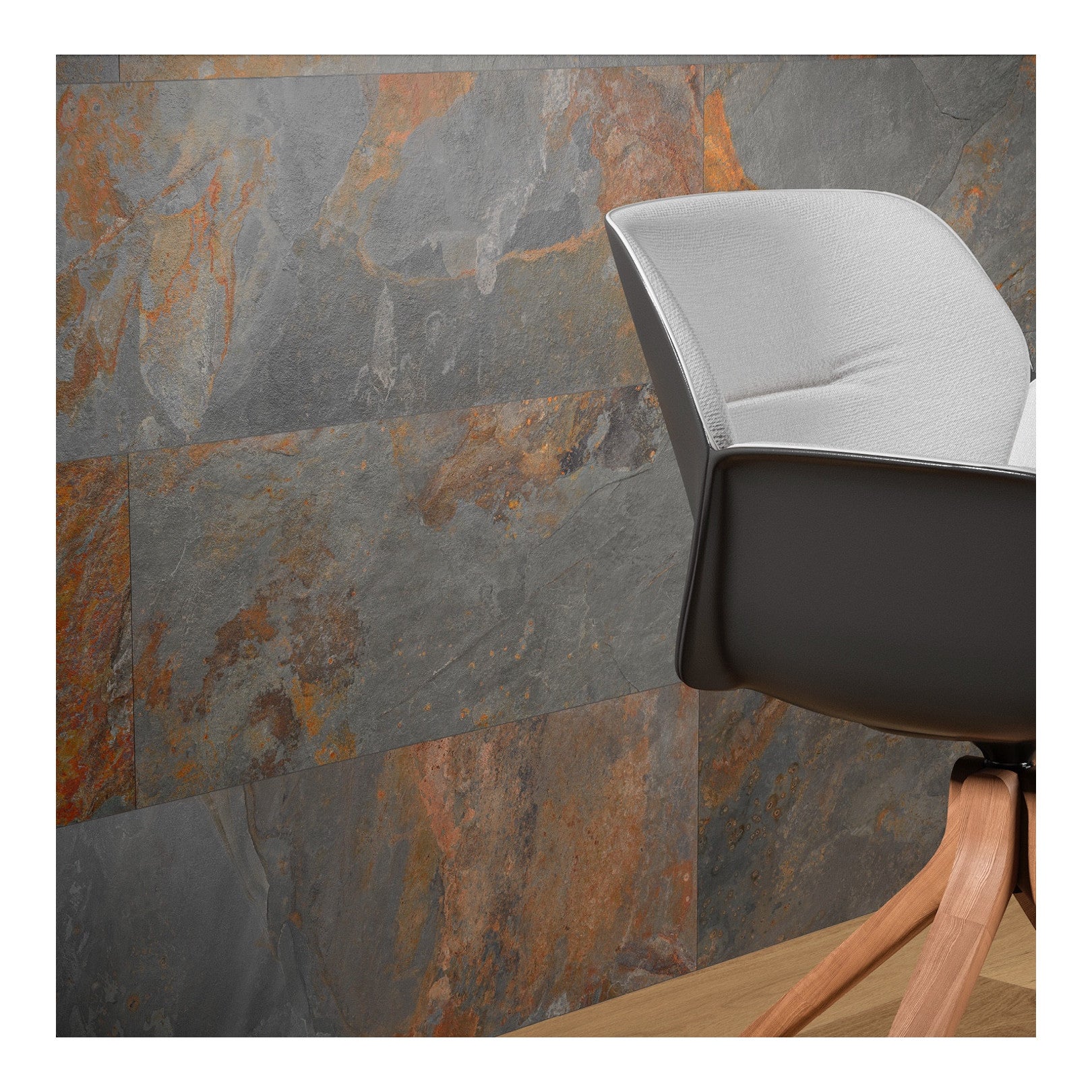 Carrelage grès cérame effet ardoise LAGO 90x30 cm Multicolore - Naturel ...