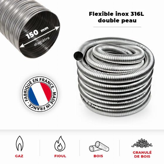 Tubage Inox Flexible Double Peau 150 Mm