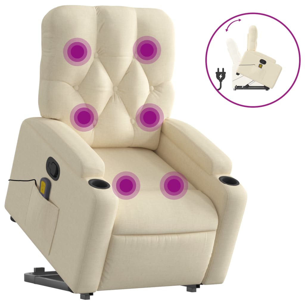 Silla de masaje reclinable de pie de tela color crema - COMFORTXL ...