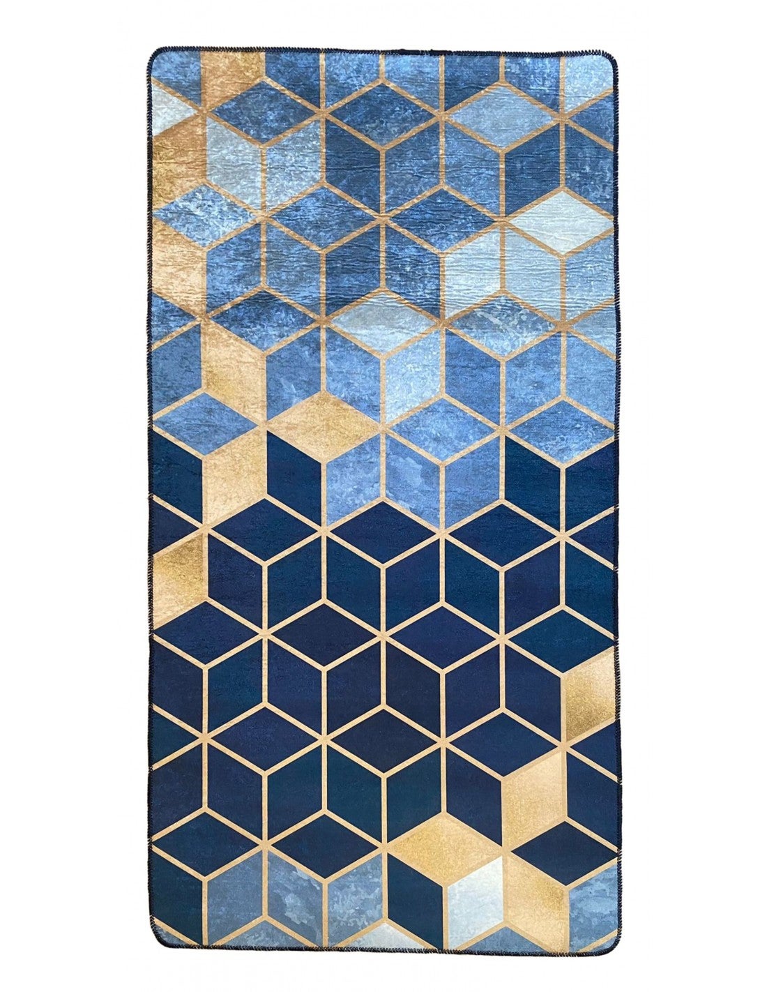 Tapis de salon LUXE Doré Bleu - 80x150cm | Leroy Merlin