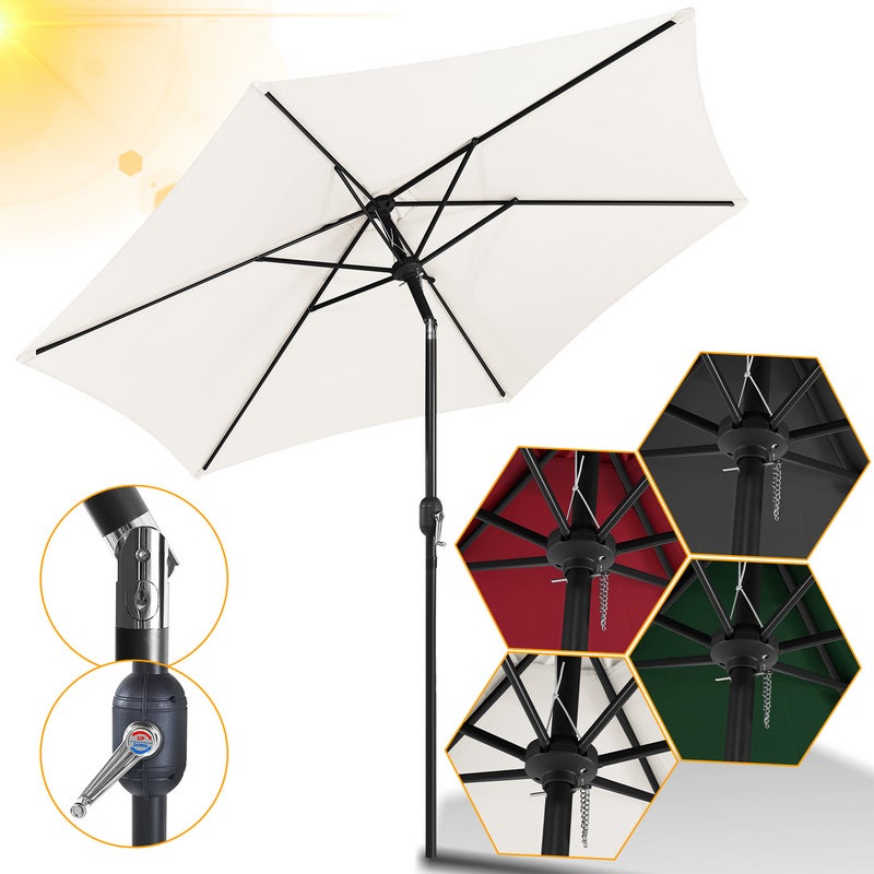 Parasol Ø270CM - Hauteur et Angle Réglables - Système de Manivelle ...