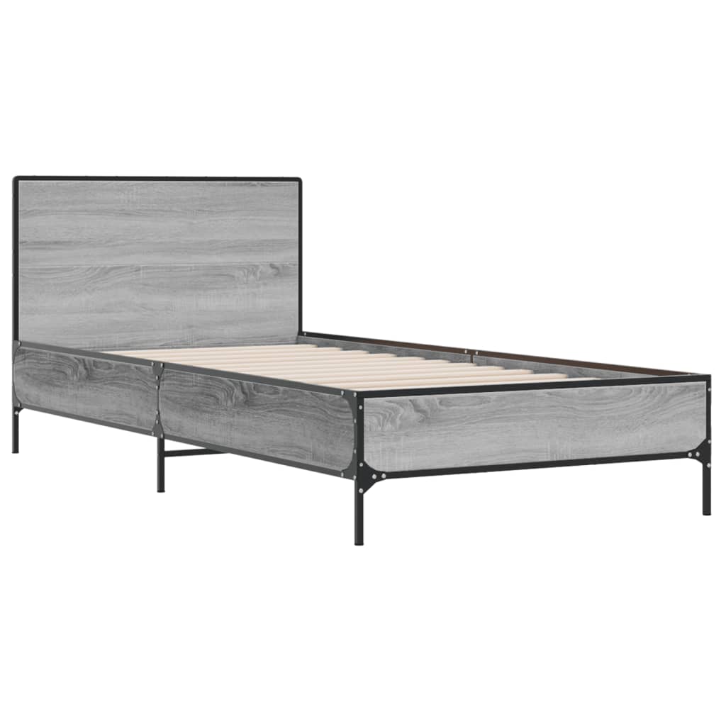 Lit simple | Lit adulte | Cadre lit sonoma gris 100x200 cm bois d ...