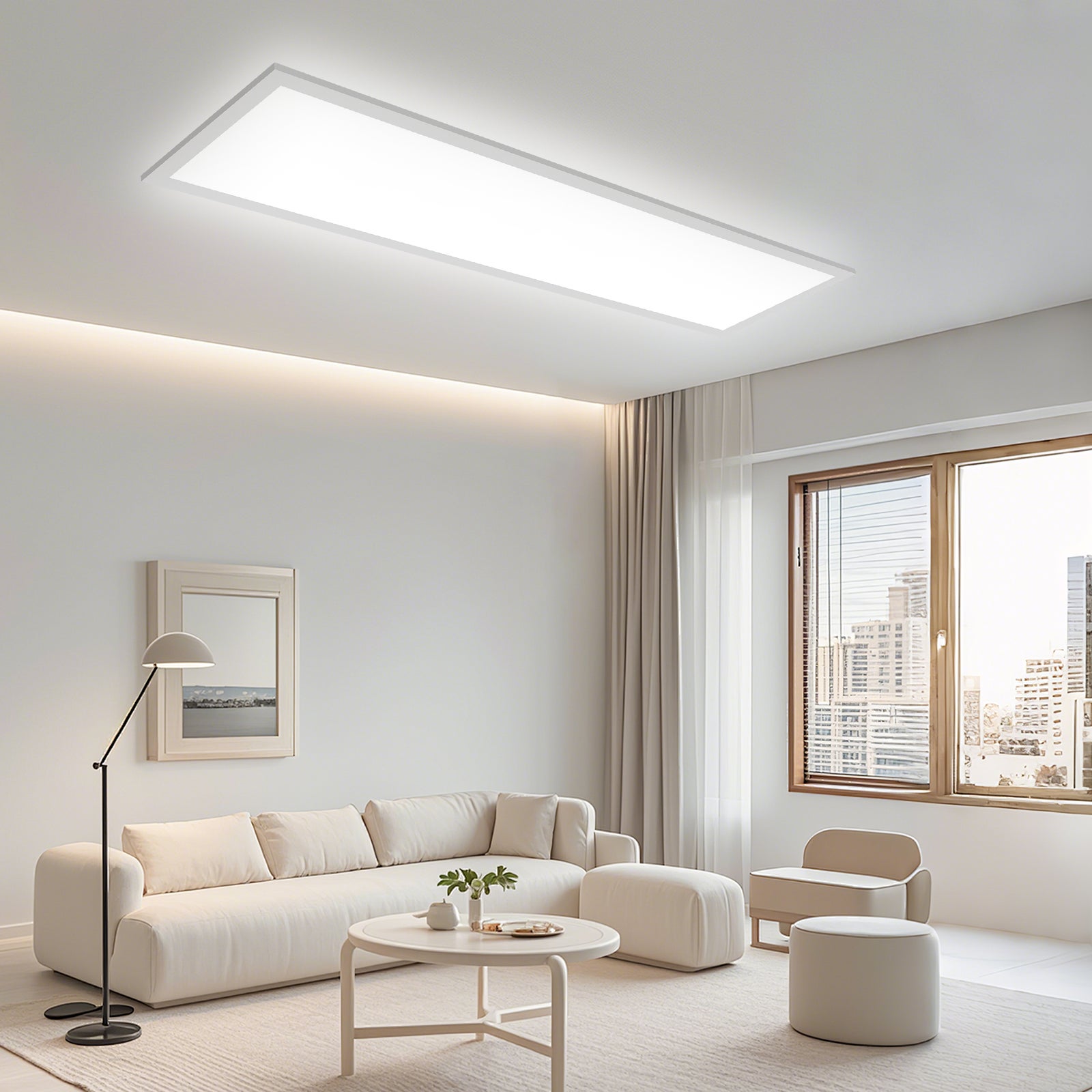 LOVHAUS Panneau LED de Plafond Dimmable 120x30cm avec Télécommande, 36W ...