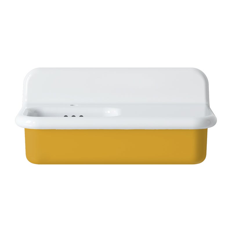 Lavabo rétro asymétrique en céramique 80 cm - True Colors Lite - Jaune ...
