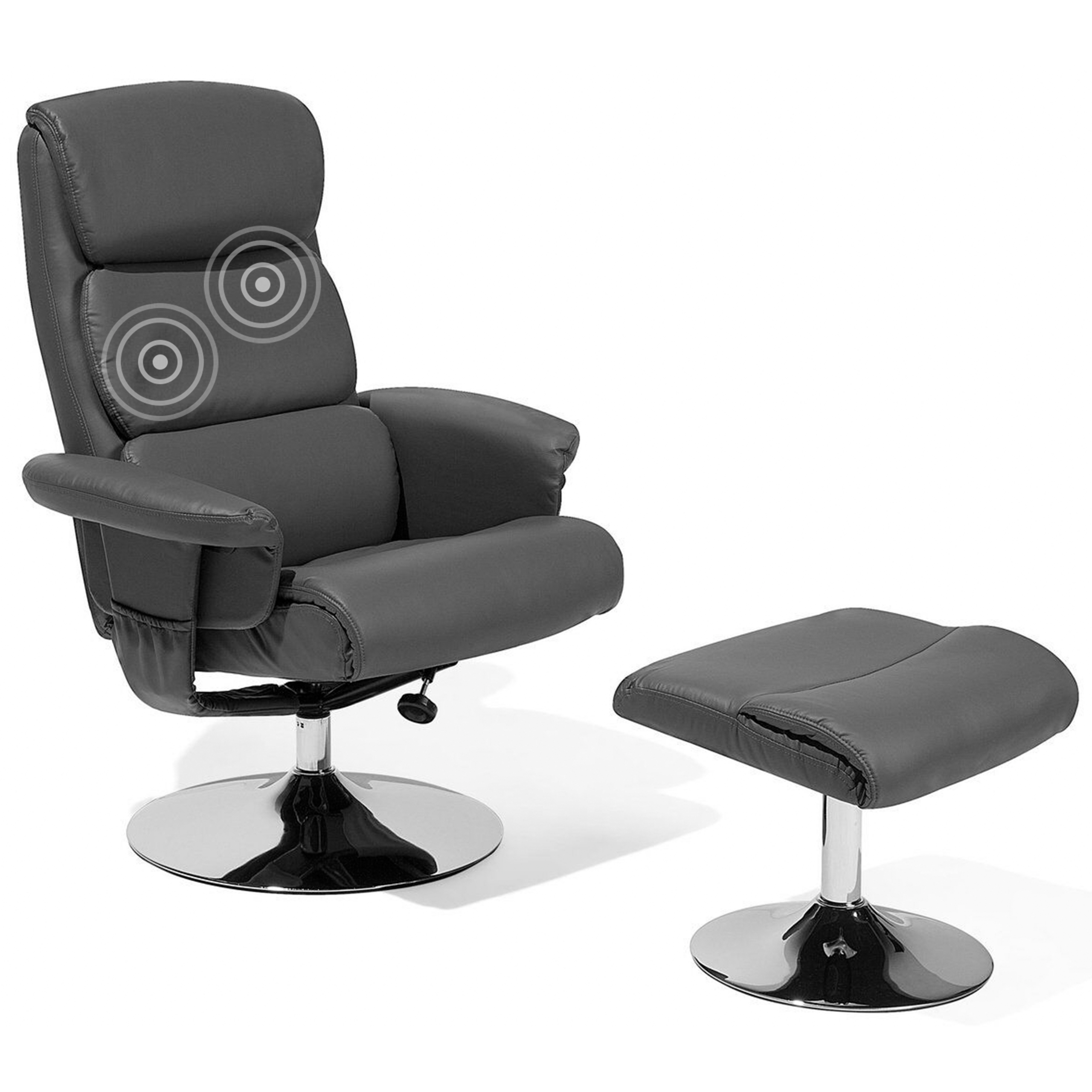 Beliani Sillón de masaje de piel sintética gris/plateado clara LEGEND ...