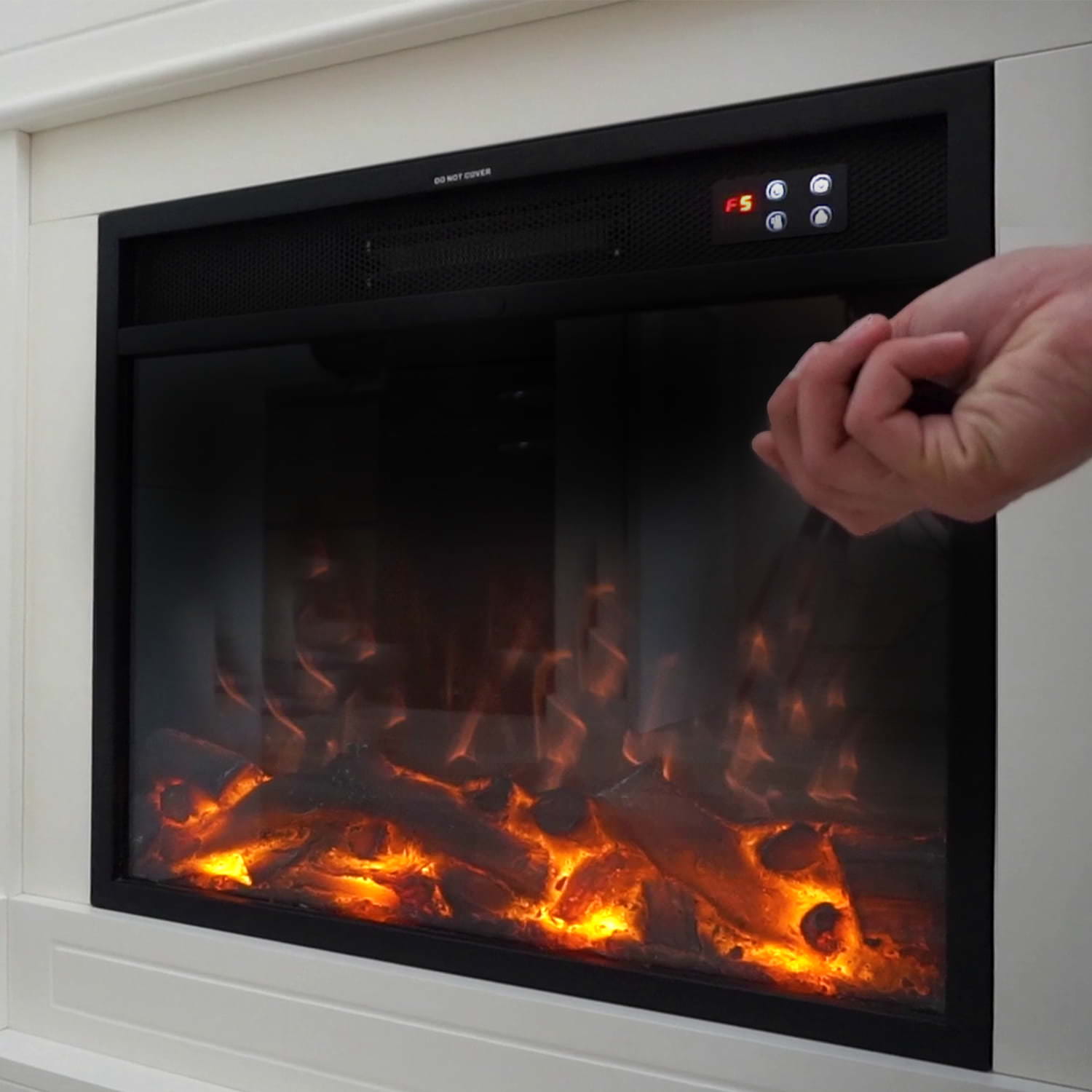 Caminetto eléctrico blanco en MDF con efecto luz LED y función ...