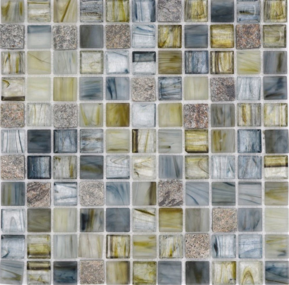 Mosaico de vidrio de piedra natural, azulejo rústico gris crema 94-2505 ...