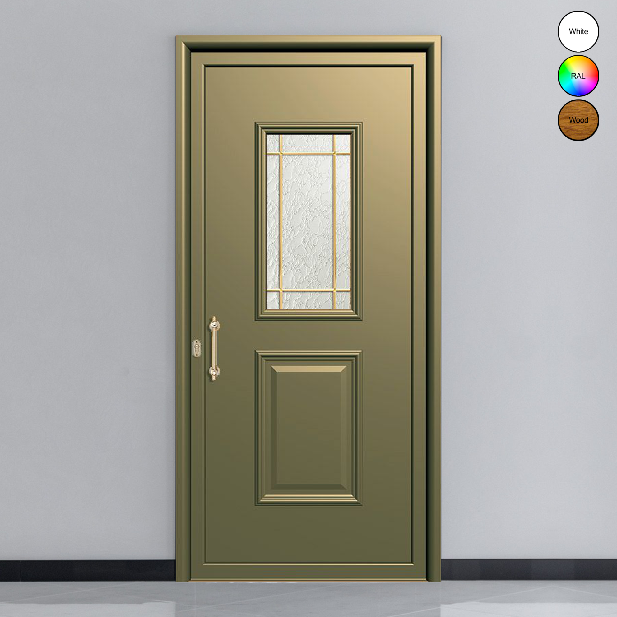 Porte d'entrée en aluminium CLASSIC DESIGN 2904 RAL 1011 ( L.: 85 cm x ...