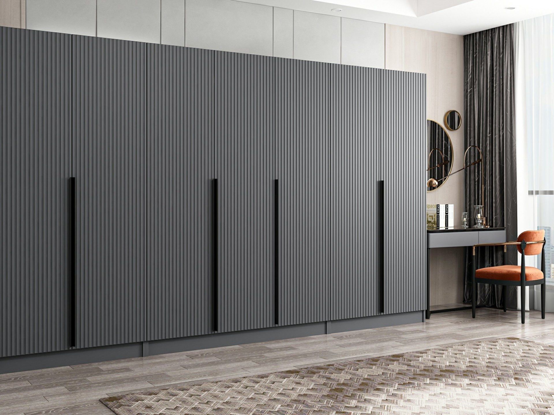 Armoire design 7 portes Kanawa L315xH210cm Anthracite et Noir | Leroy ...