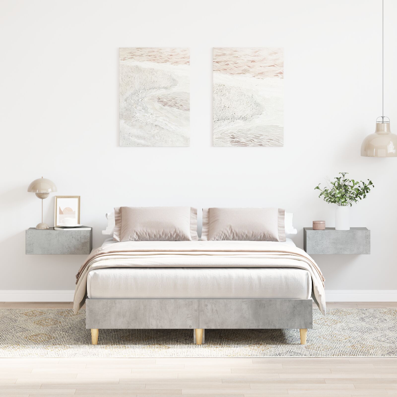 Estructura de Cama vidaXL 120x190 cm Gris Concreto Madera Reconstituida ...