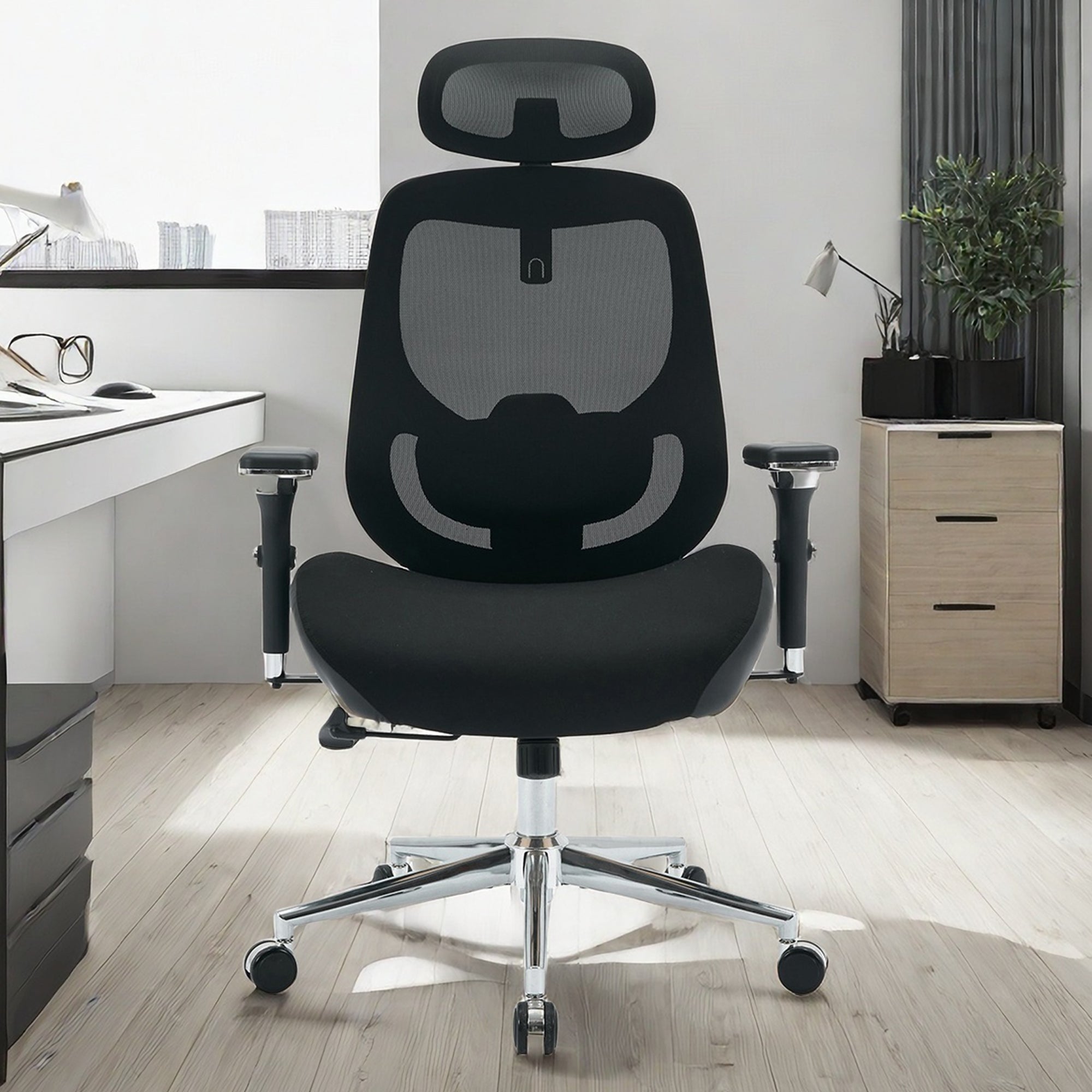 Chaise de bureau avec accoudoirs réglables en 4D, soutien lombaire et ...