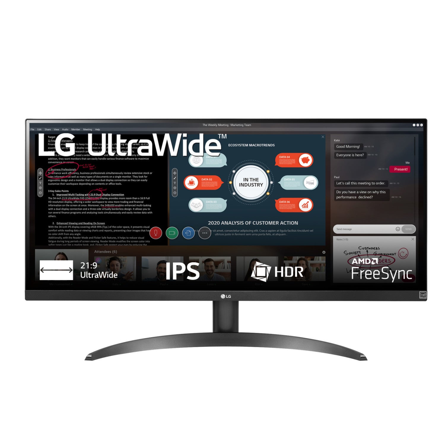 LG 29WP500-B - Monitor 29 pollici Ultrawide, Full HD, 75Hz, 5 ms, 1000: ...