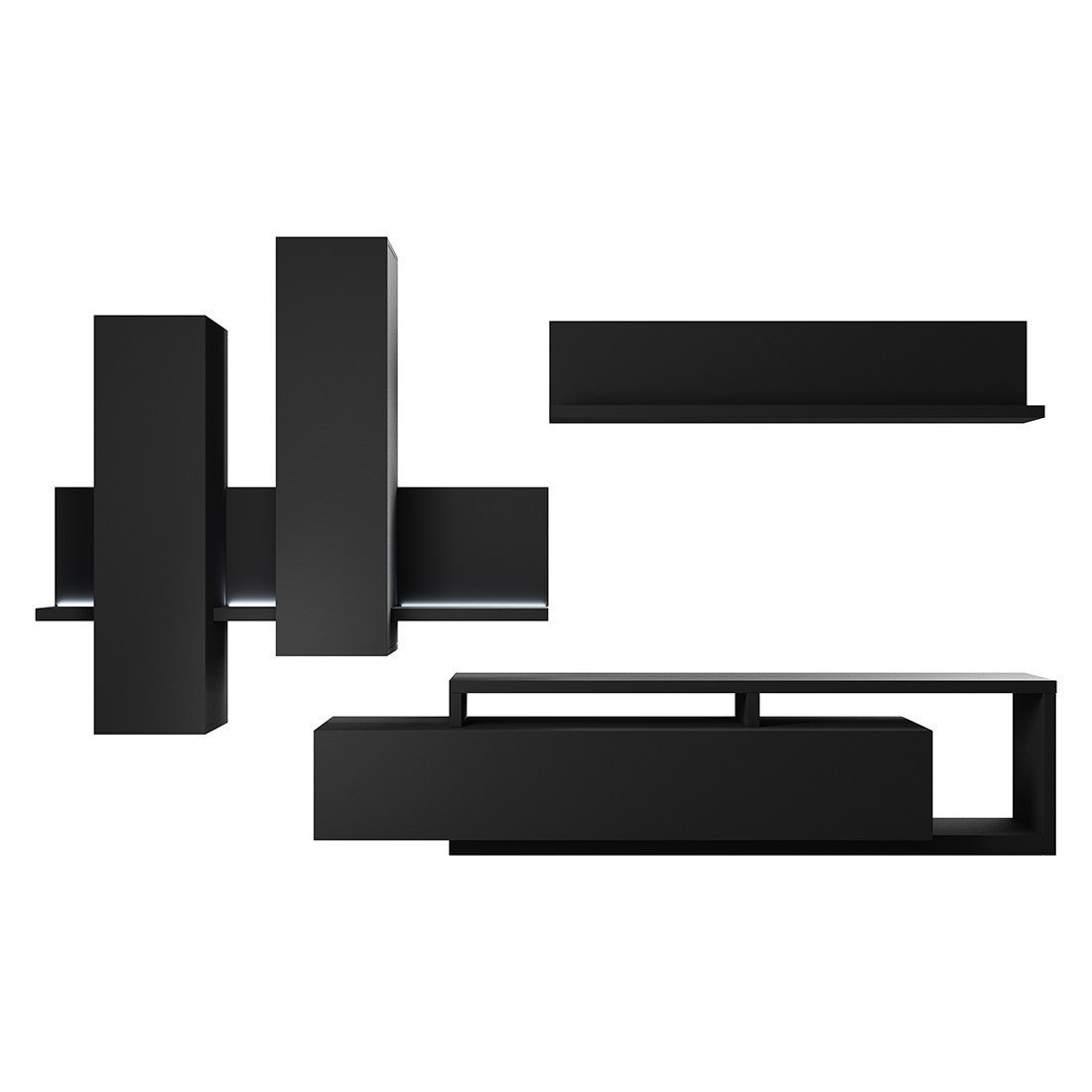 Conjunto de muebles de salón con LED colección BERGAMO. Color negro ...