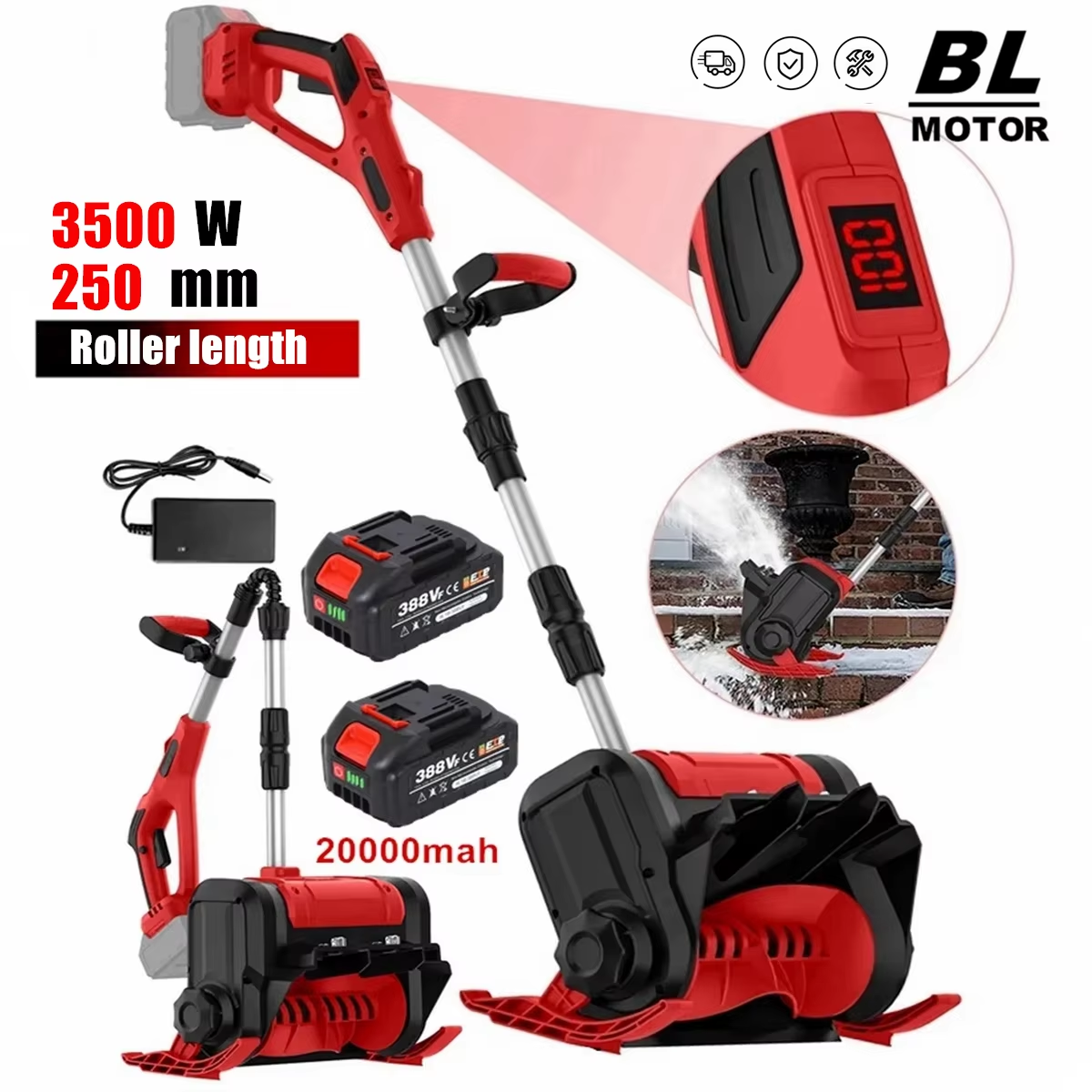 Pelle à neige électrique sans fil 3500 W, souffleuse à neige pliable et ...