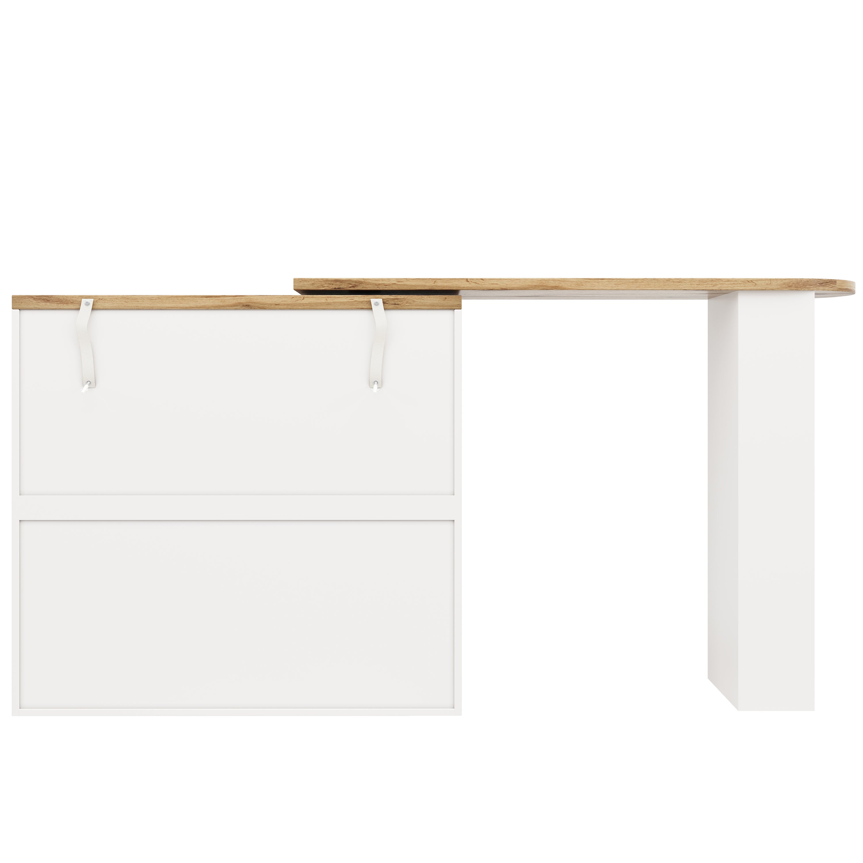 Mesa de bar 138-204cm, módulo giratorio 360, estantes, 2 cajones ...