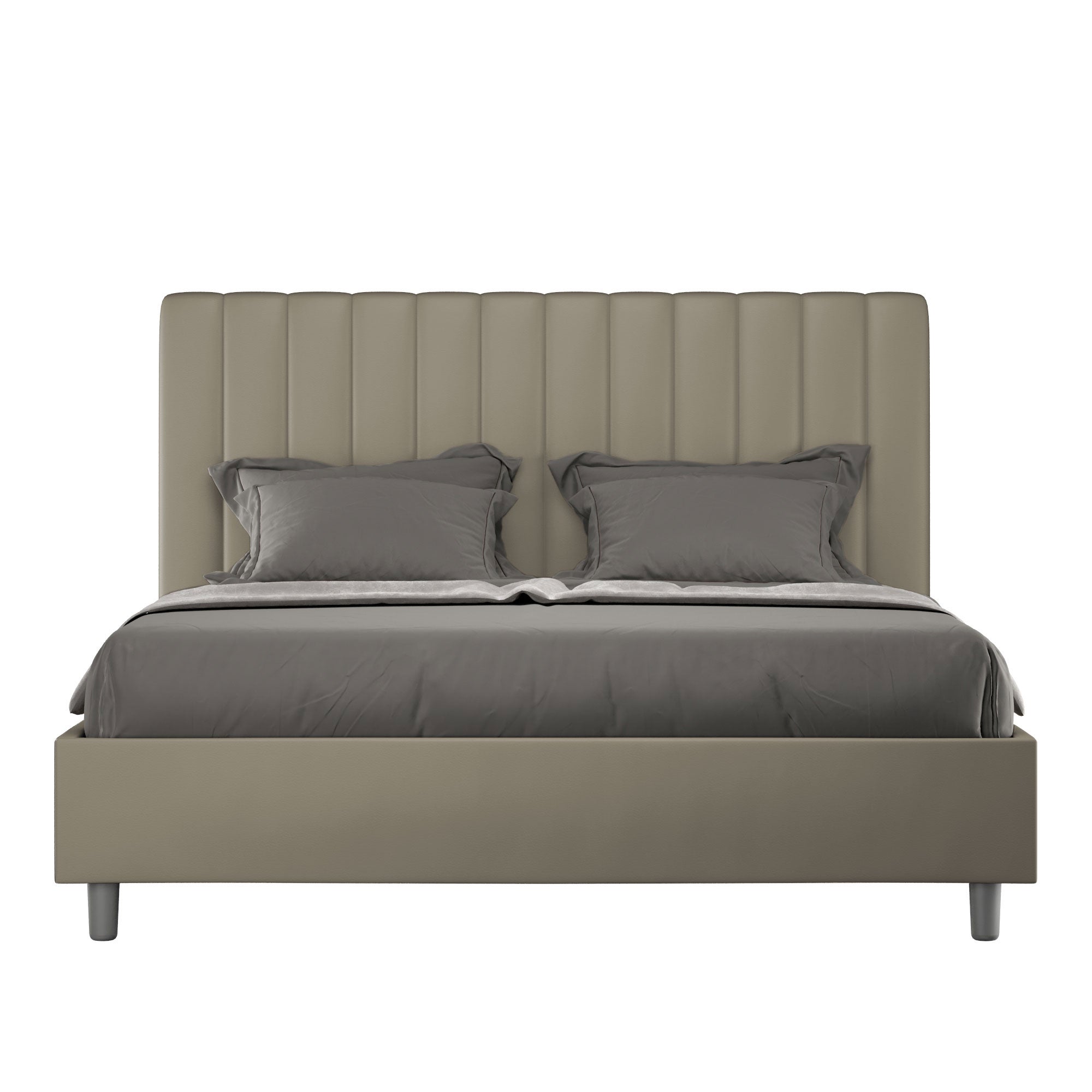 Lit queen size sans sommier rembourré 160x200 similicuir cappuccino ...